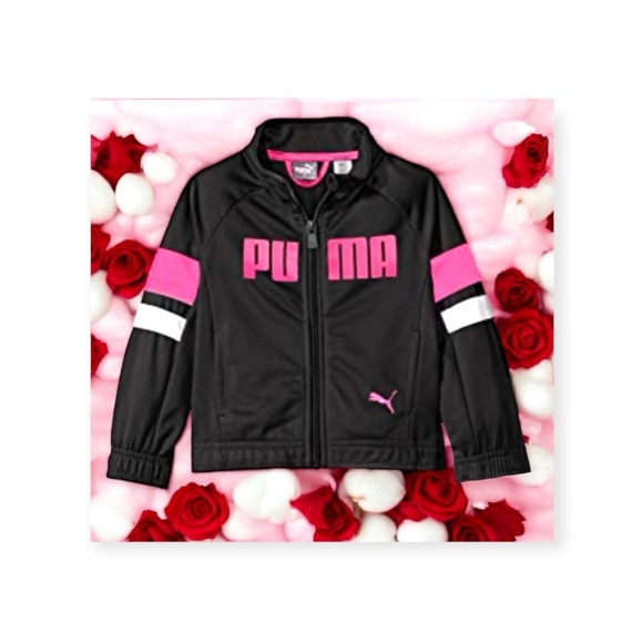 Puma | Shirts & Tops | Puma Tricot Zip Up Track Jacket Black Hot Pink ...